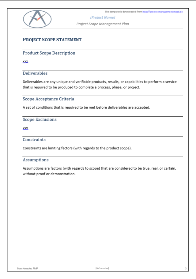 Download Project Scope Management Plan Template PMBOK® 6 – World of ...